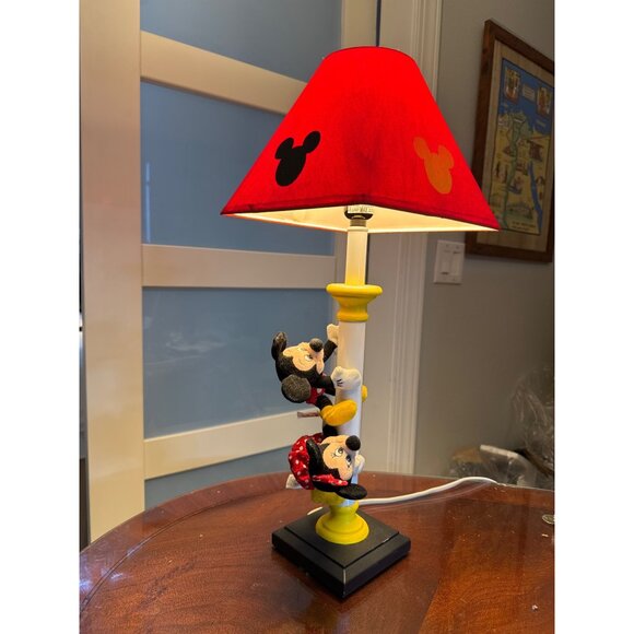 Disney | Other | Minnie Mickey Mouse Table Lamp Red Shade With Disney ...